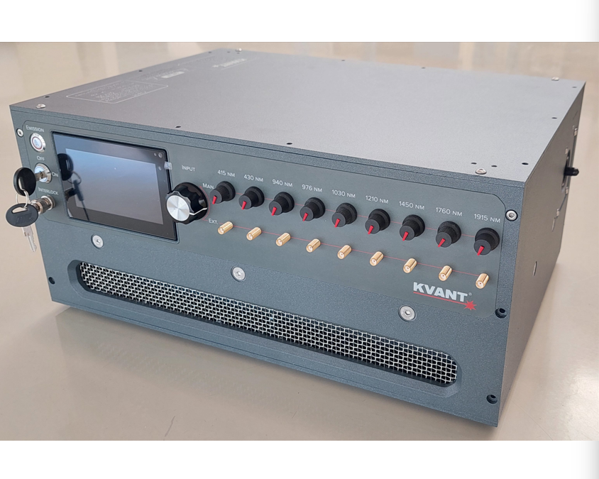 Fiber-coupled 9-wavelength laser module (415, 430, 940, 976, 1030, 121 – Kvant Modules